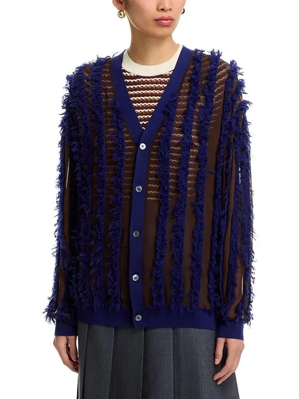 ZANKOV Fringe Cardigan - Midnight/espresso