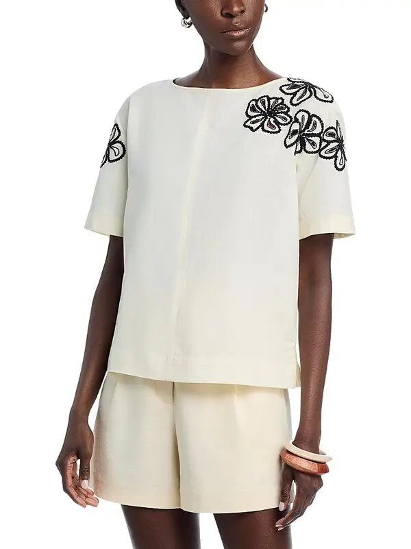 Tanya Taylor Eden Embroidered Top - Cream