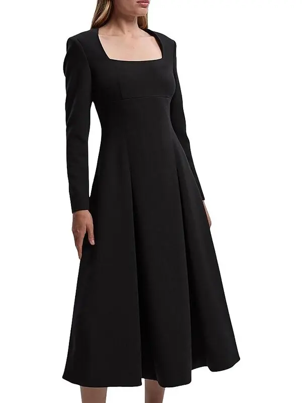 Karen Millen Stretch Sweetheart Neck Midi Dress - Black