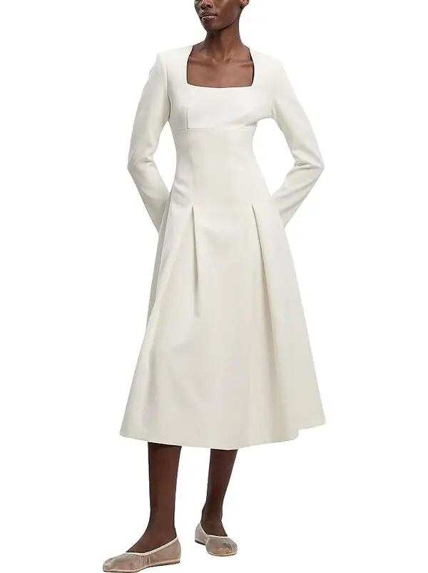 Karen Millen Stretch Sweetheart Neck Midi Dress - Ivory