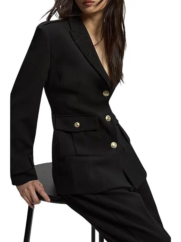 Karen Millen Military Single Breasted Blazer - Black