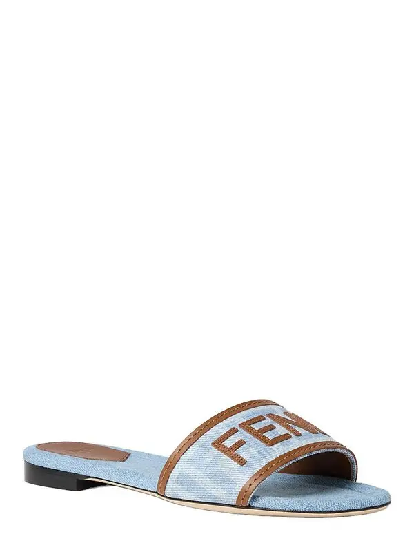 Fendi Denim Slides - Blue/brown