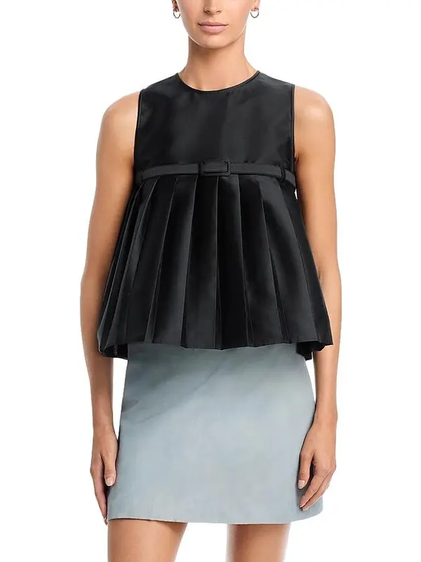 MAISON MARGIELA Pleated Sleeveless Top - Black