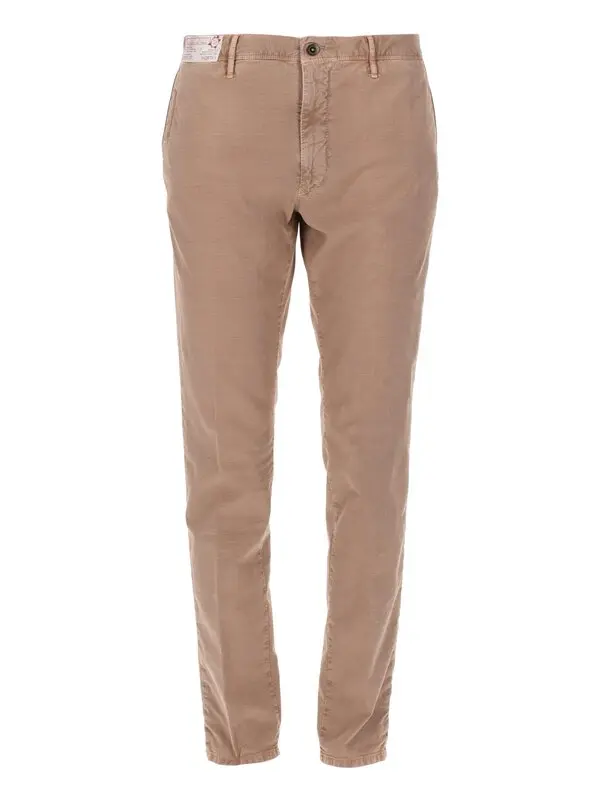 Incotex Patch Logo Tailored Pants - Brown