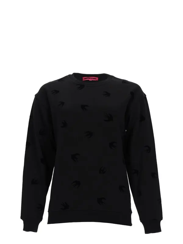 Alexander McQueen All-over Swallow Print Cotton Sweatshirt - Black