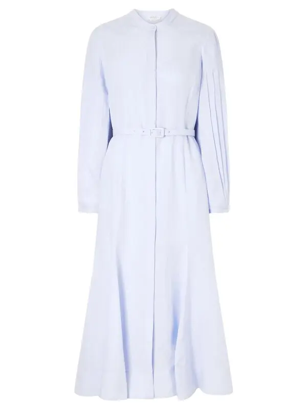 Gabriela Hearst Belted Linen Midi Dress - Blue