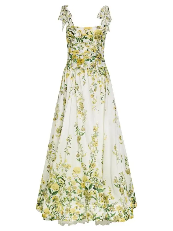 Alice + Olivia Haven Floral Cotton And Silk-blend Maxi Dress - Multicoloured