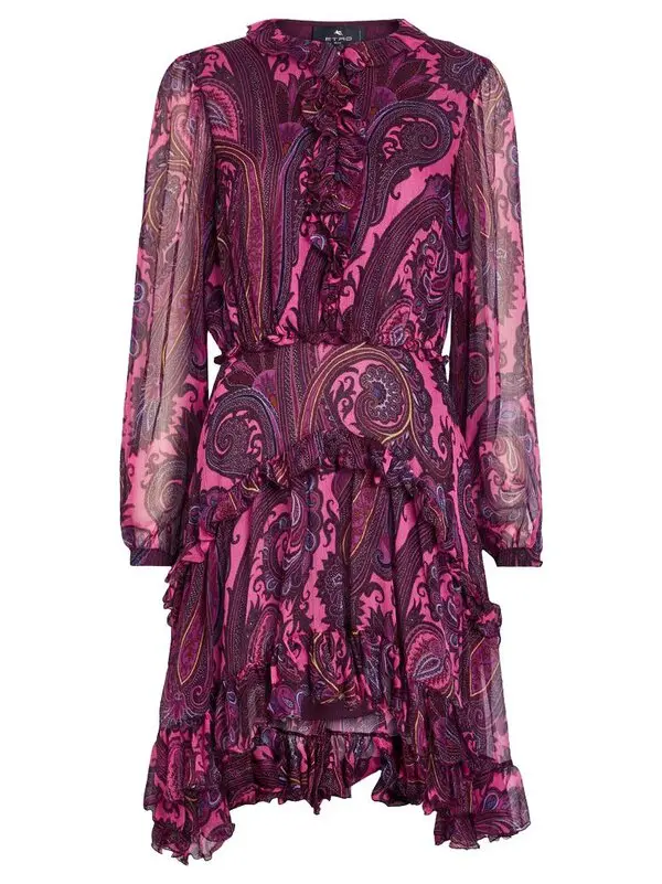 Etro Paisley Print Silk Chiffon Mini Dress - Multicoloured