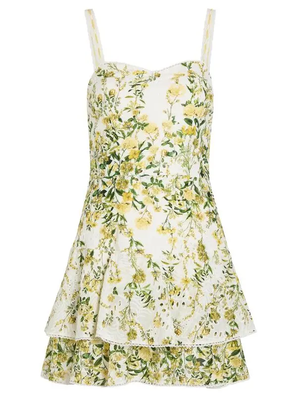 Alice + Olivia Meredith Floral-embroidered Cotton Mini Dress - Multicoloured