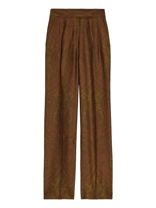 Etro Paisley-jacquard Wool-blend Trousers - Multicoloured