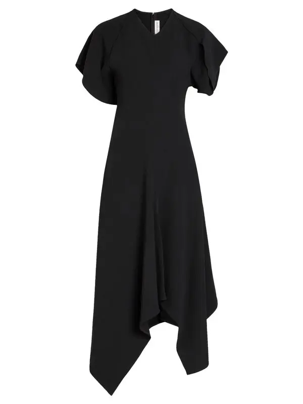 Victoria Beckham Asymmetric Draped Midi Dress - Black