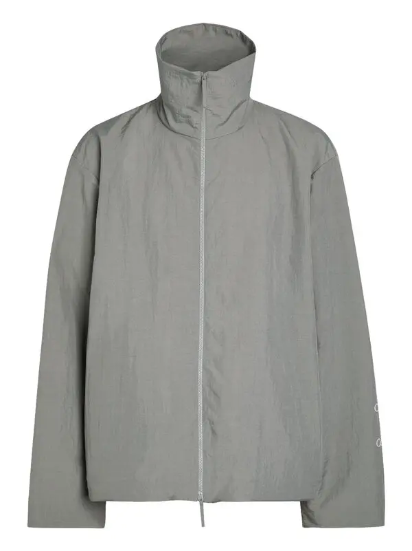 Calvin Klein High-neck Nylon Jacket With Logo Detail - Grey