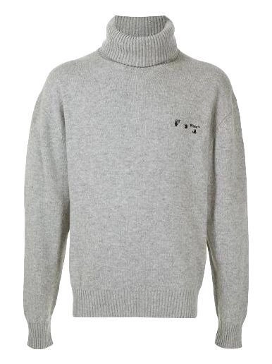 Off-White Embroidered Logo Turtleneck Sweater - Grey