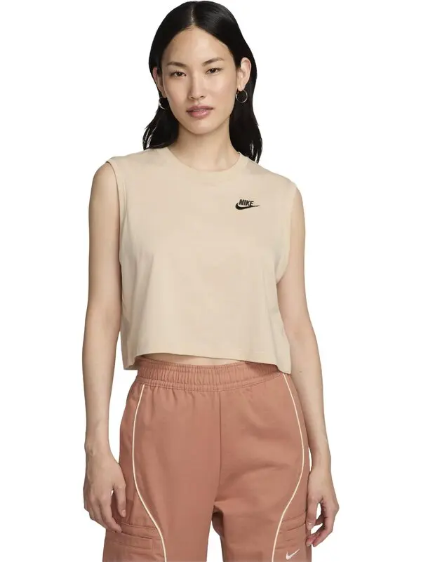Nike Club Sleeveless Cropped Top - Beige