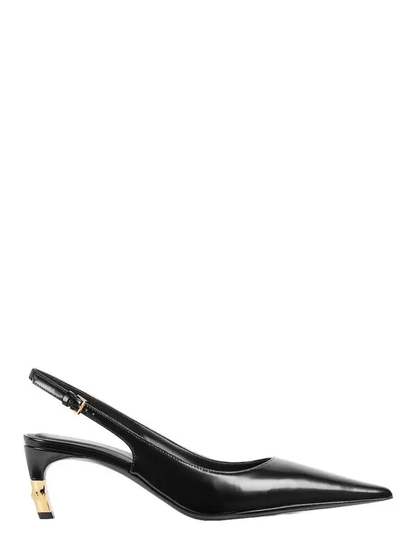 Gucci Castello Slingback Leather Mid Heel - Black