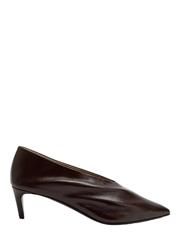 Khaite Miriam Draped Leather Pumps - Brown