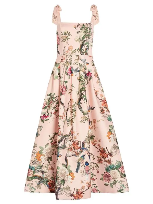 Alice + Olivia Hana Floral-print Stretch Cotton-sateen Midi Dress - Pink