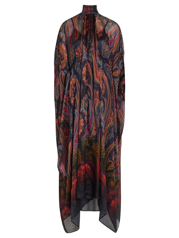 Etro Printed Gathered Silk-chiffon Midi Dress - Multicoloured