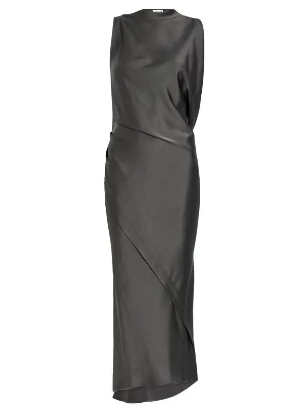 Victoria Beckham Draped Satin-crepe Midi Dress - Brown