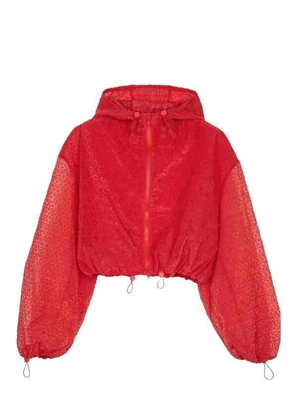 Cecilie Bahnsen Embroidered Drawstring Cropped Jacket - Red