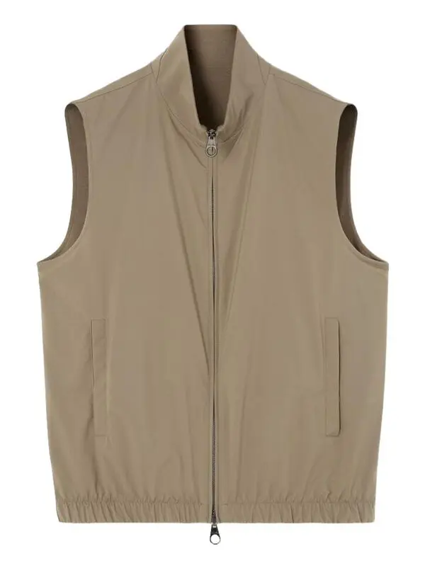 Loro Piana Stand Collar Zip-up Vest - Thyme