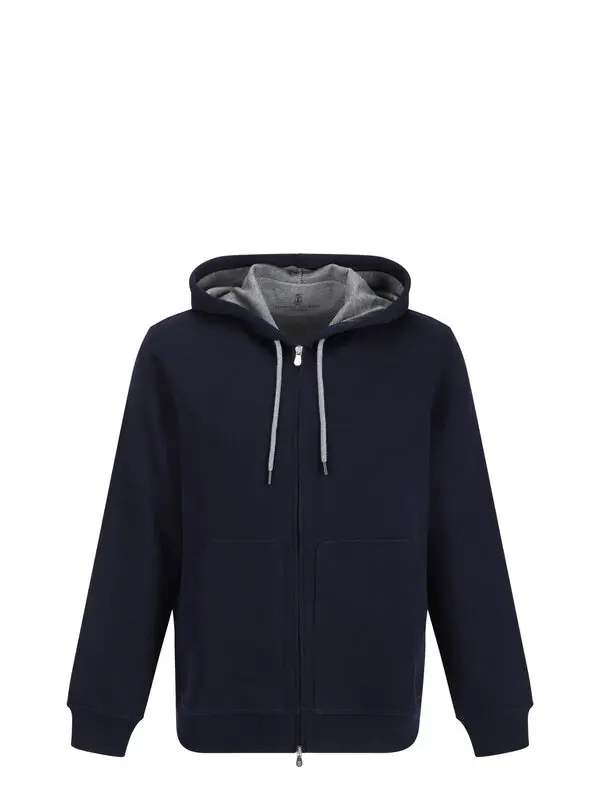 Brunello Cucinelli Full Zip Hoodie - Blue