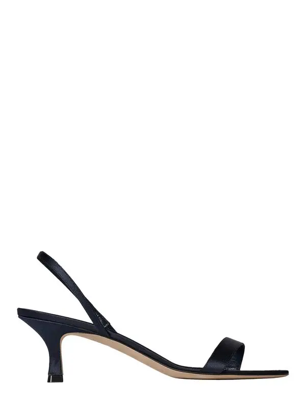 THE ROW Ella Slingback Satin Sandals - Navy