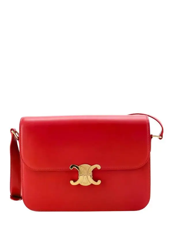 Celine Triomphe Shoulder Bag In Smooth Calfskin - Red