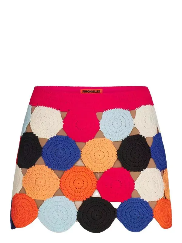 SIMONMILLER Beep Beep Crochet Knit Mini Skirt - Red