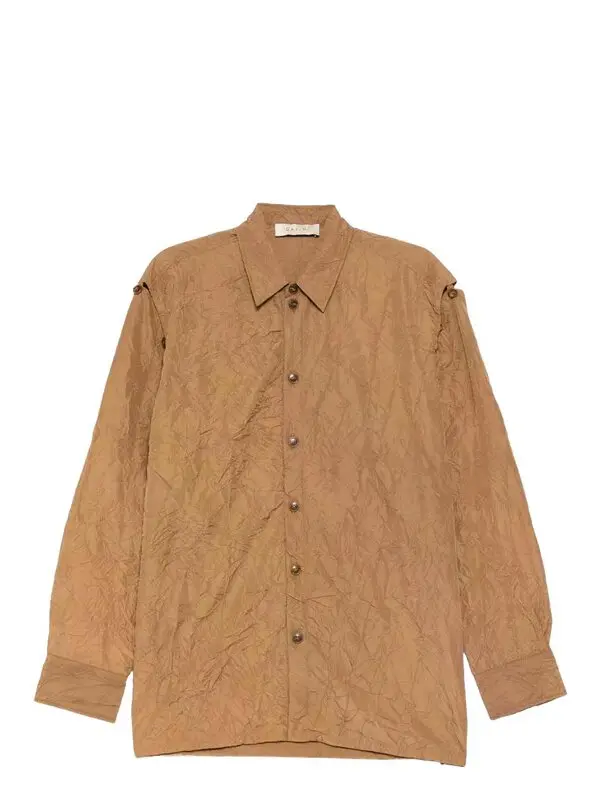 QASIMI Removable-sleeve Crinkled-effect Shirt - Neutrals