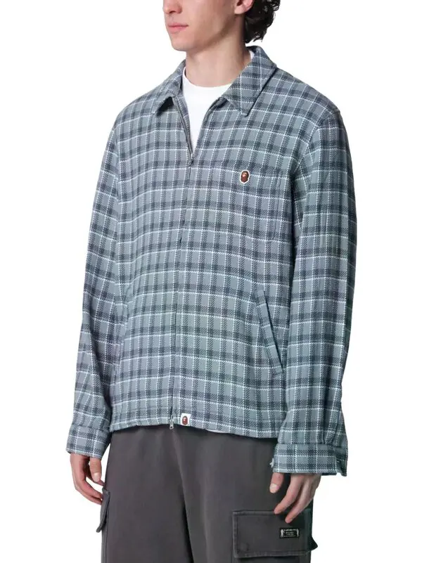 A BATHING APE Check Zip-up Shirt - Blue