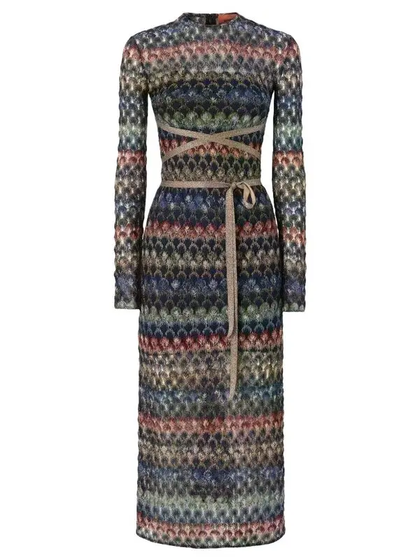 Missoni Zigzag Knit Backless Dress - Blue