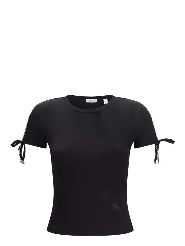 Burberry Lace-detail Cotton T-shirt - Black