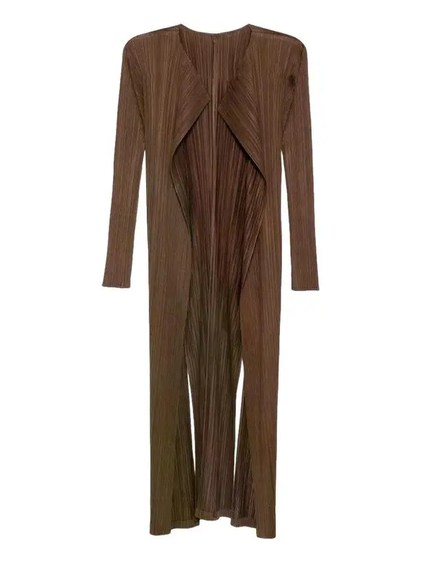 Issey Miyake Swing Pleated Coat - Brown