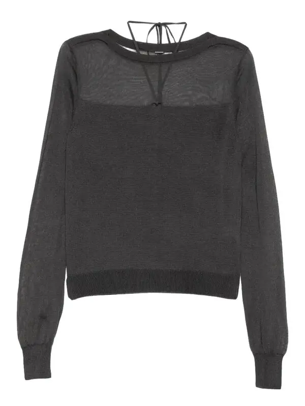 SYSTEM Contrast-panel Knitted Top - Grey