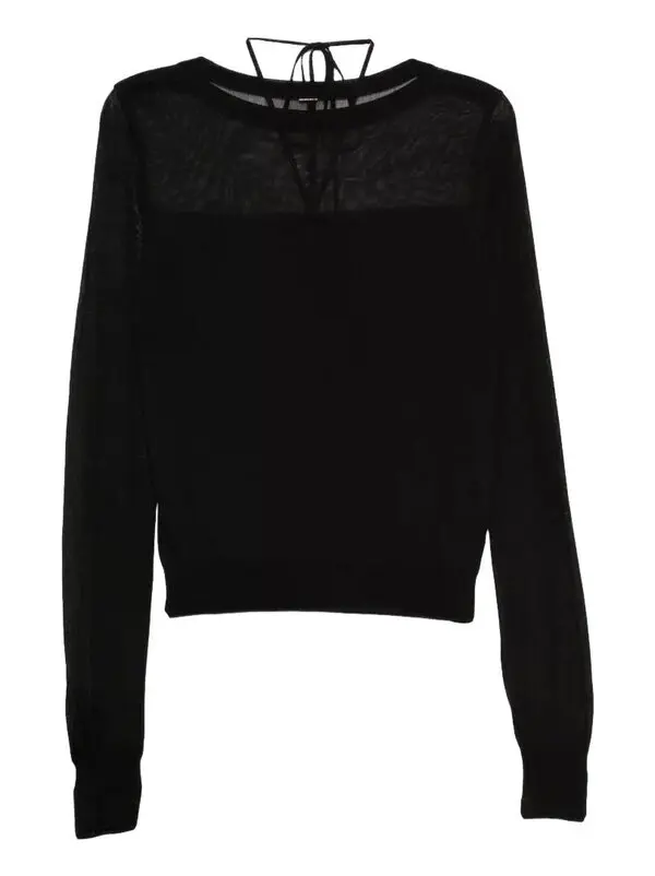 SYSTEM Contrast-panel Knitted Top - Black