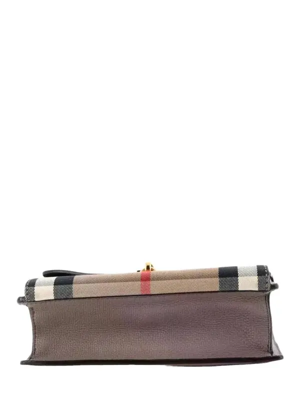 Burberry Macken Small Crossbody Bag In Leather And House Check Canvas - Neutrals