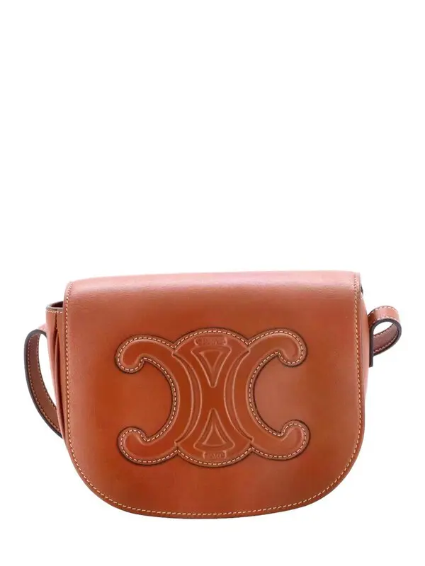 Celine Cuir Triomphe Folco Leather Crossbody Bag - Brown