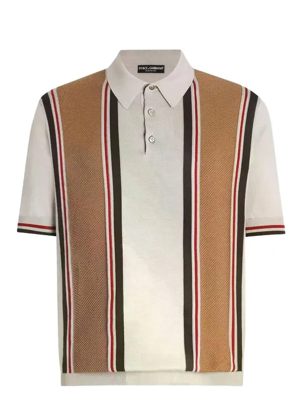 Dolce & Gabbana Stretch-silk Polo Shirt - Neutrals