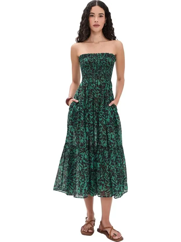 Ulla Johnson Lucca Smocked Coverup Dress - Neptune