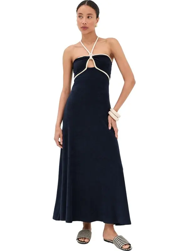 Johanna Ortiz Sleeveless Maxi Dress - Navy/ecru