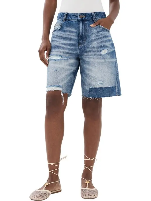 Sea Milene Denim Knee Shorts - Blue