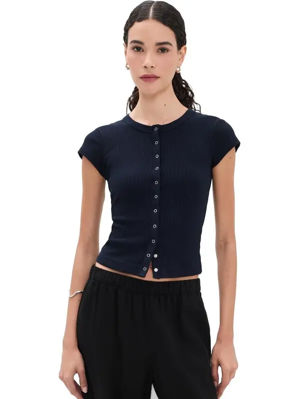 Citizens Of Humanity Tabby Short Sleeve Cardigan - Navy