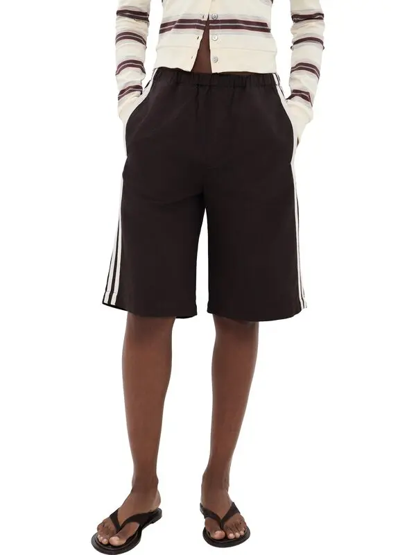Citizens Of Humanity Anais Track Shorts With Contrast Stripes - Chocolate