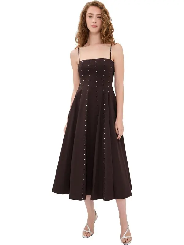 Staud Wylie Embellished Midi Dress - Earth Studs
