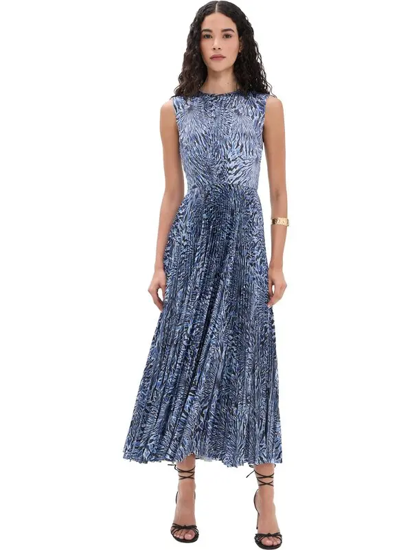 Ulla Johnson Malin Pleated Satin Maxi Dress - Lapis