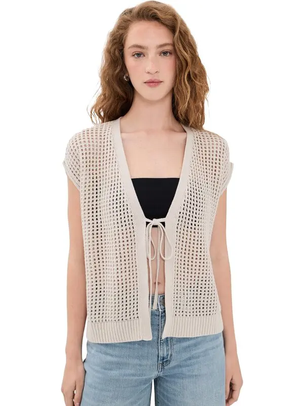 Splendid Simona Tie Front Cardigan - Light Fawn