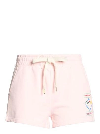 Casablanca Light Organic Cotton French Terry Shorts With Graphic Print - Pink
