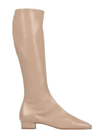 By Far Knee High Square Toe Leather Boots - Beige