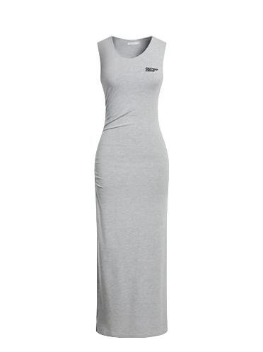 Patrizia Pepe Sleeveless Midi Dress In Light Polyester Blend - Light Grey